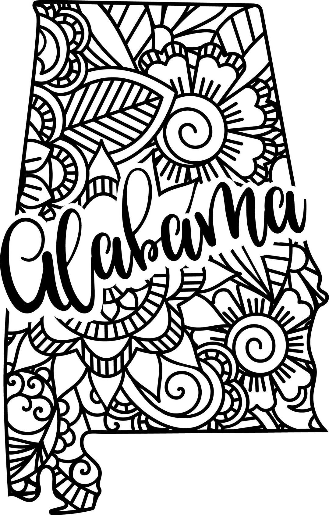 Alabama State Shape Mandala Zentangle Counted Cross Stitch Pattern ...
