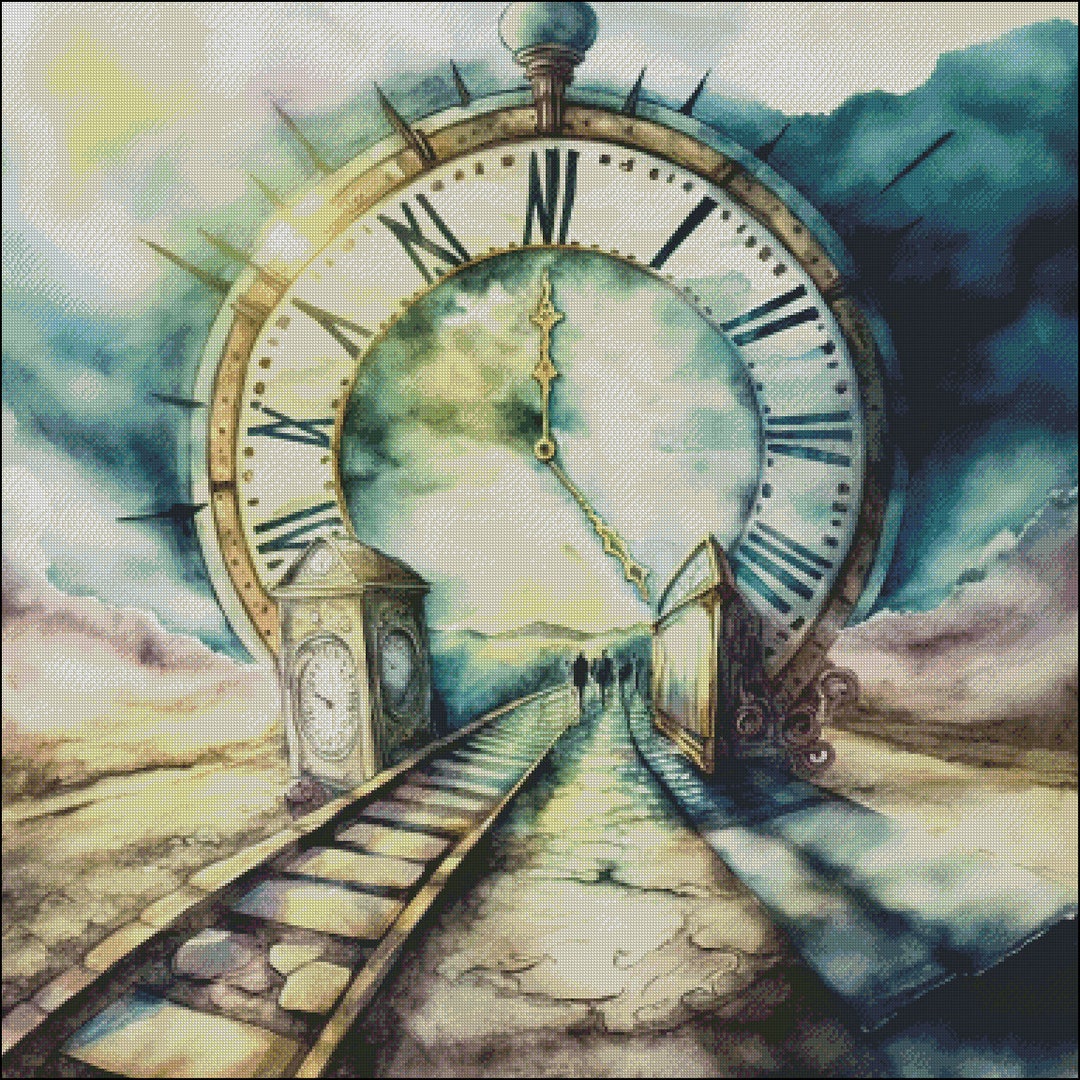 Time Travel Clock Back in Time Super Cool Counted Cross Stitch Pattern ...