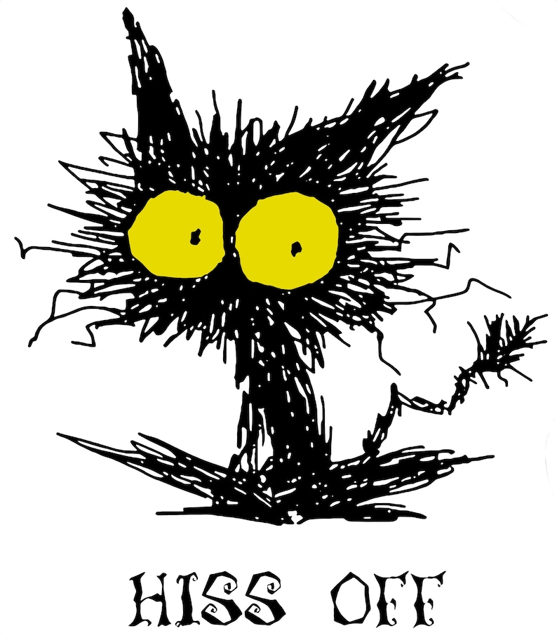 Whimsical Black Cat Stressed Out Hiss off Counted Cross Stitch Pattern ...