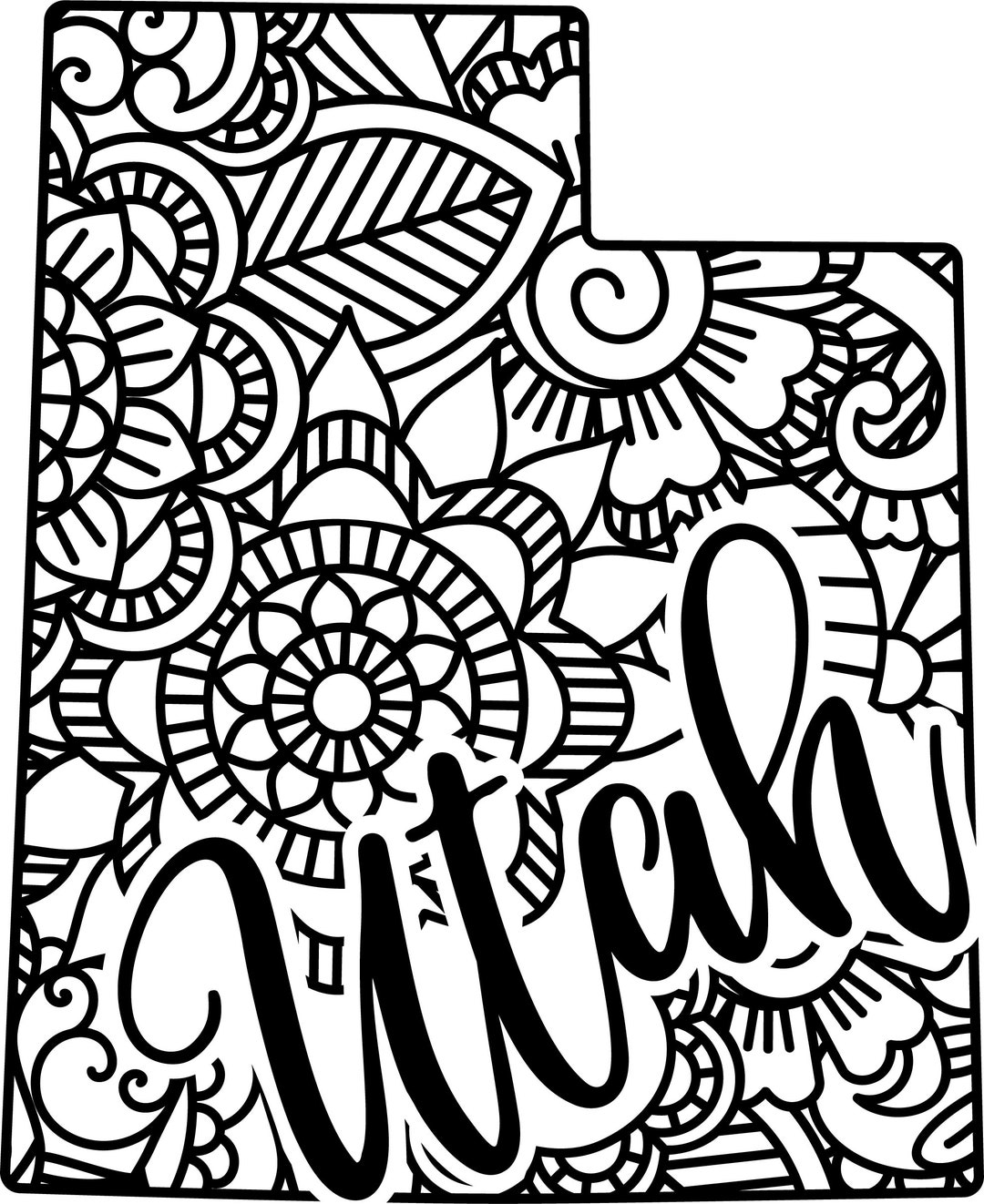 Utah State Shape Mandala Zentangle Counted Cross Stitch Pattern Digital ...