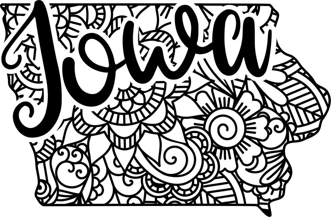 Iowa State Shape Mandala Zentangle Counted Cross Stitch Pattern Digital ...