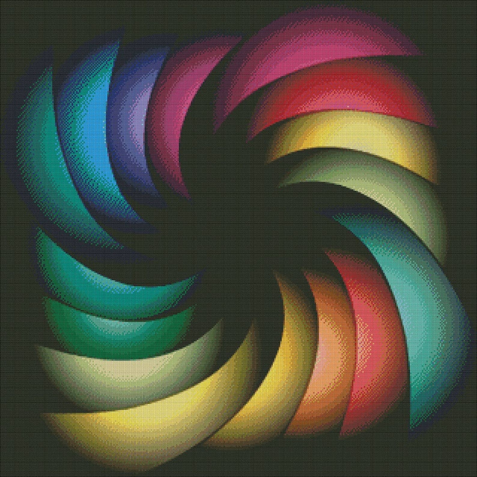 Fractal Art Bright Colorful Pinwheel Counted Cross Stitch - Etsy