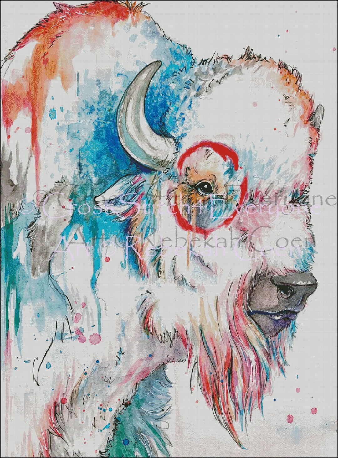 White Buffalo Native American Abstract Counted Cross Stitch Pattern ...