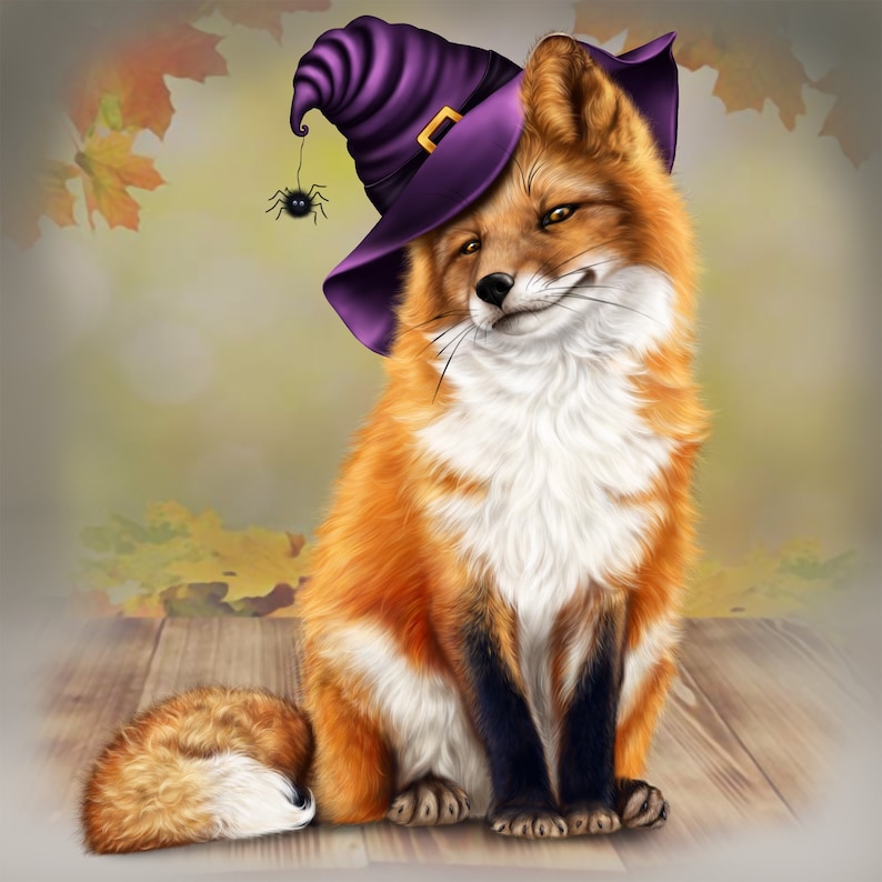 A Red Fox With Spider Halloween Holiday Counted Cross Stitch | Etsy