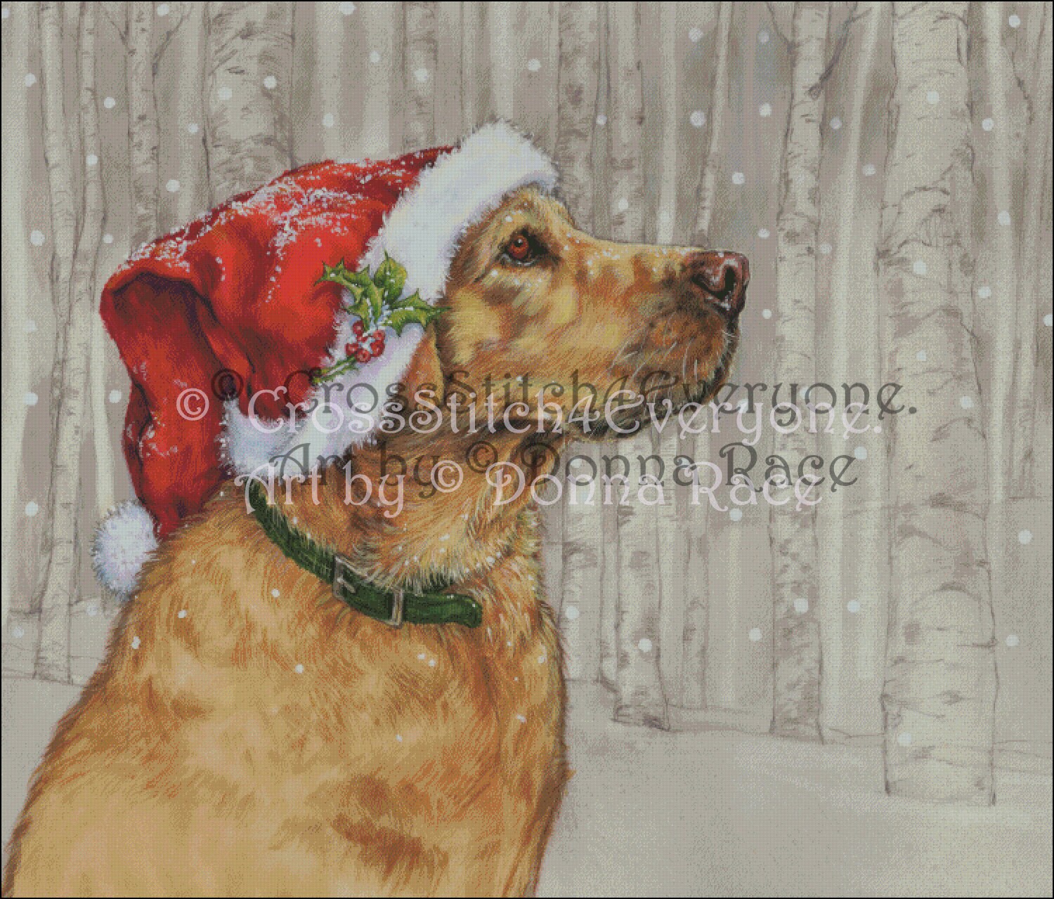 Yellow Labrador Retriever in Santa Hat Counted Cross Stitch - Etsy