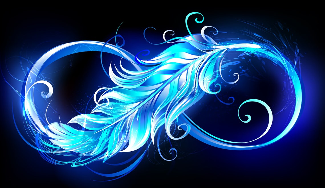 Electric Blue Infinity Symbol With Feather Counted Cross Stitch Pattern ...