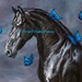 Black Horse With Morpho Blue Butterflies Counted Cross Stitch - Etsy