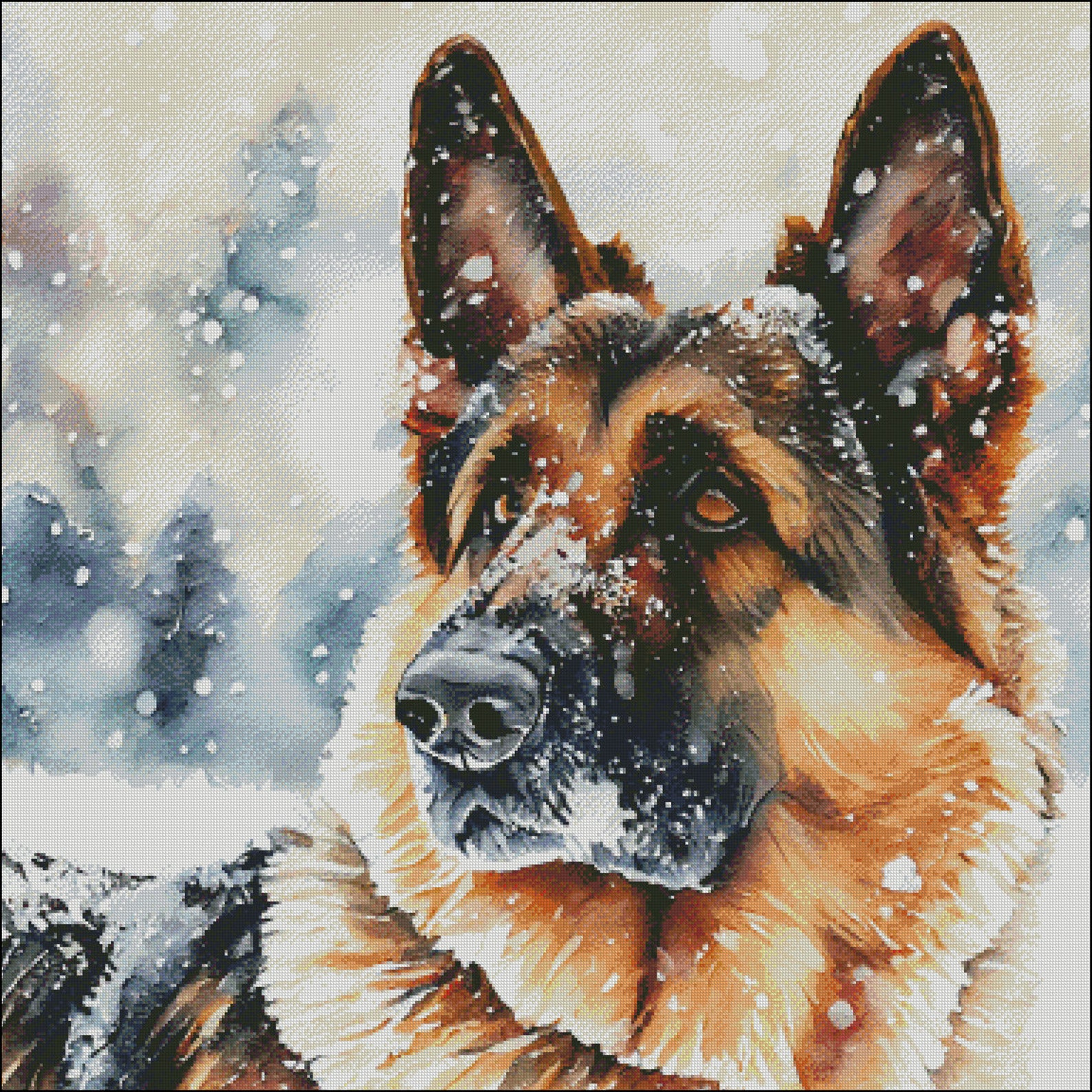 Snow Covered German Shepherd Dog Christmas Winter Scene - Etsy