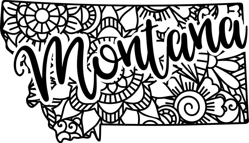 Montana State Shape Mandala Zentangle Counted Cross Stitch Pattern ...