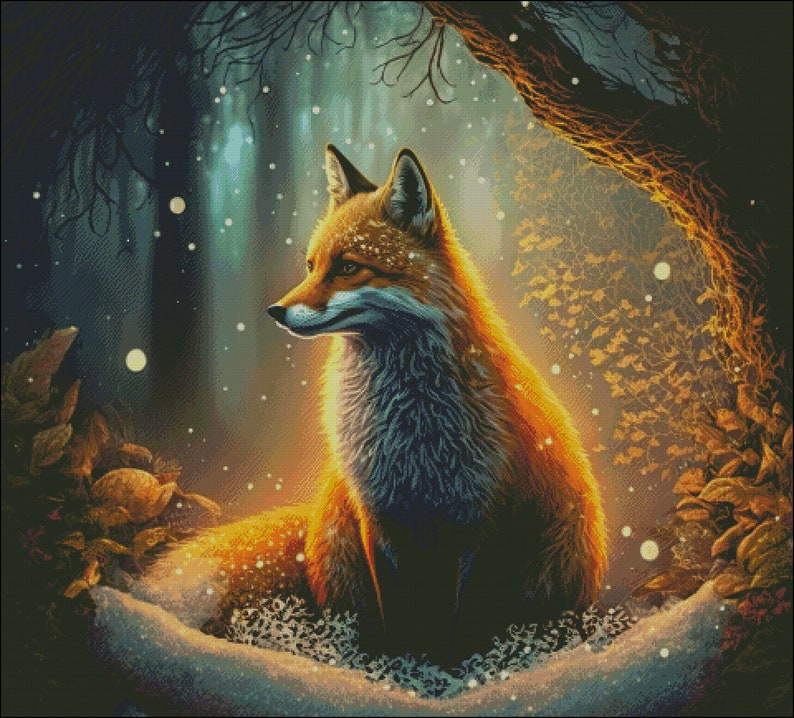 Red Fox in Woods Counted Cross Stitch Pattern Digital Pdf - Etsy