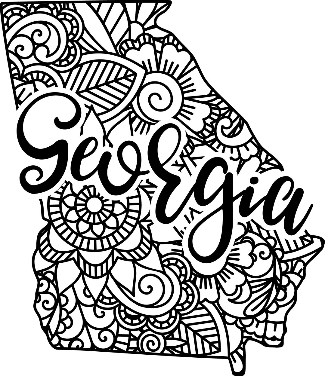 Georgia State Shape Mandala Zentangle Counted Cross Stitch Pattern ...
