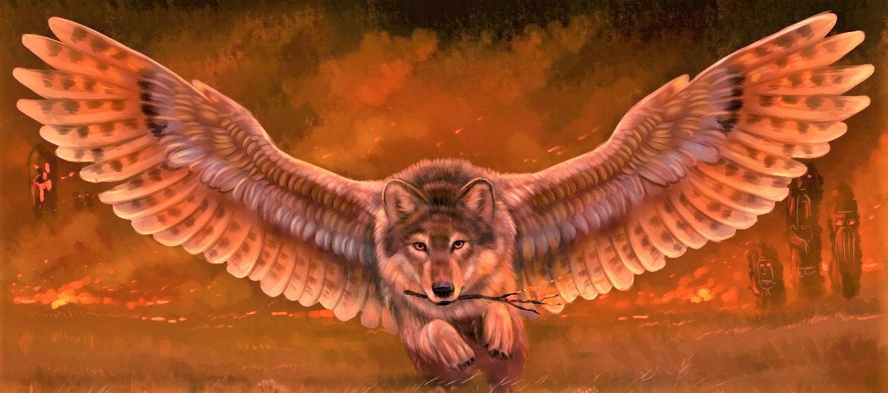 Fire Wolf With Wings