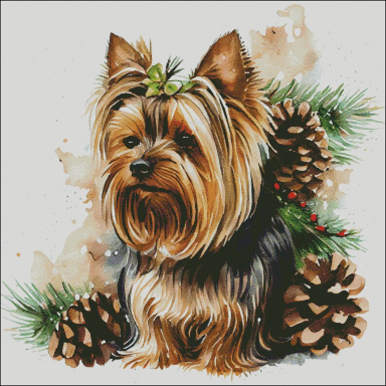 Yorkshire Terrier Dog Yorkie Christmas Winter Scene Counted - Etsy