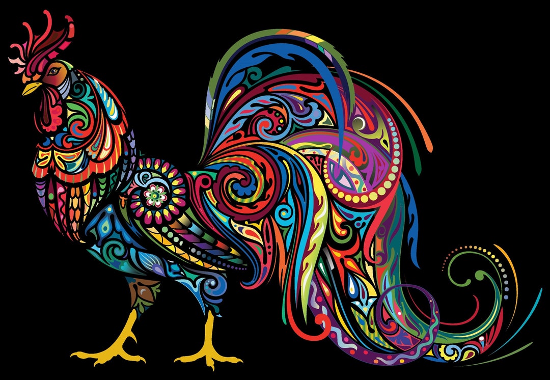 Abstract Rooster Zentangle Chicken Farmyard Country Counted Cross ...