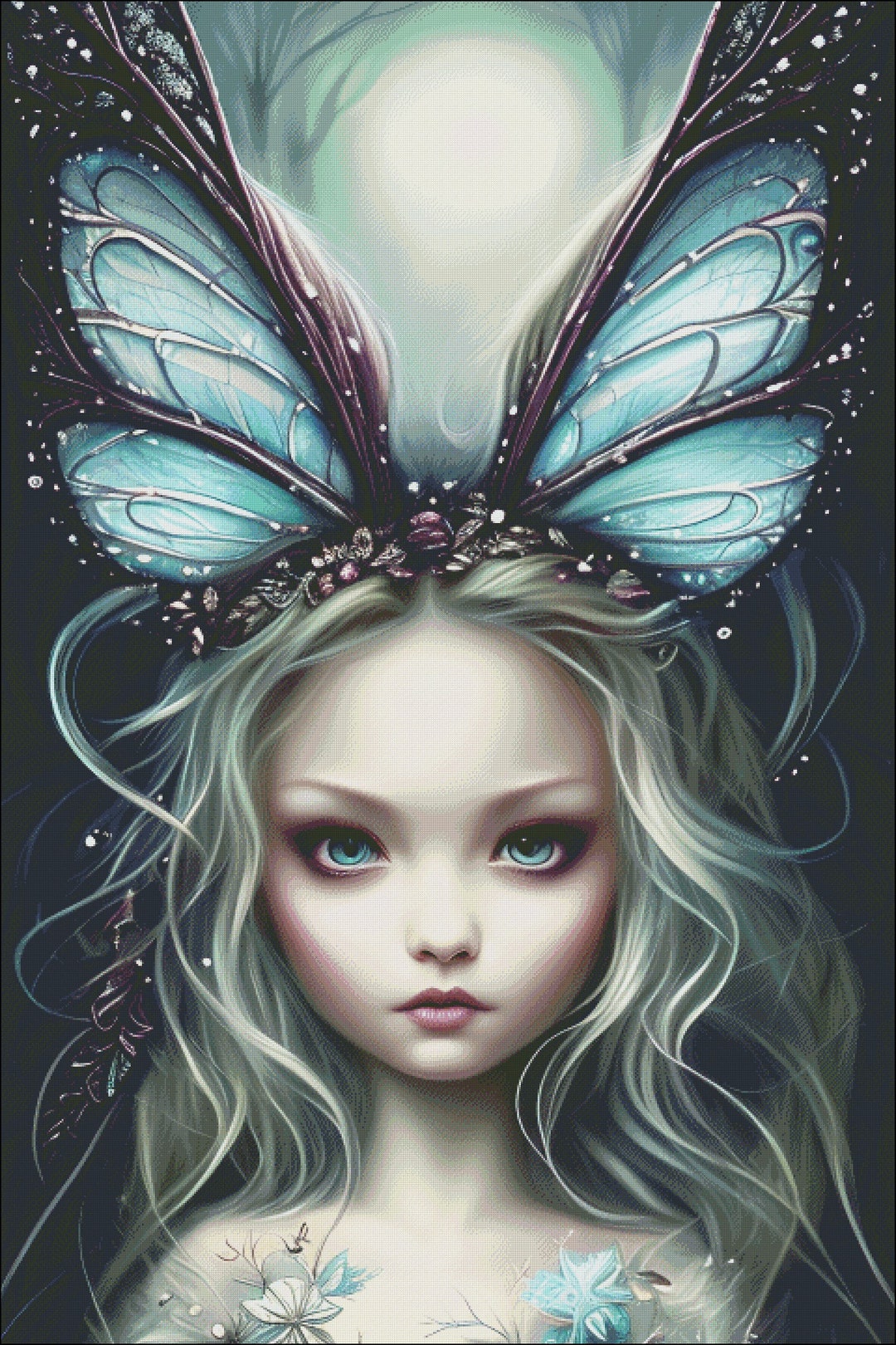 Whimsical Cute Fairy Fae Fantasy Girl Counted Cross Stitch Pattern ...