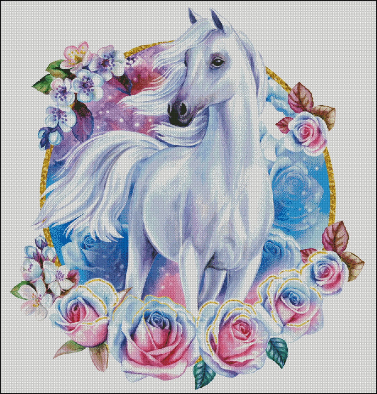 Beautiful White Arabian Horse With Roses Animal Counted Cross - Etsy