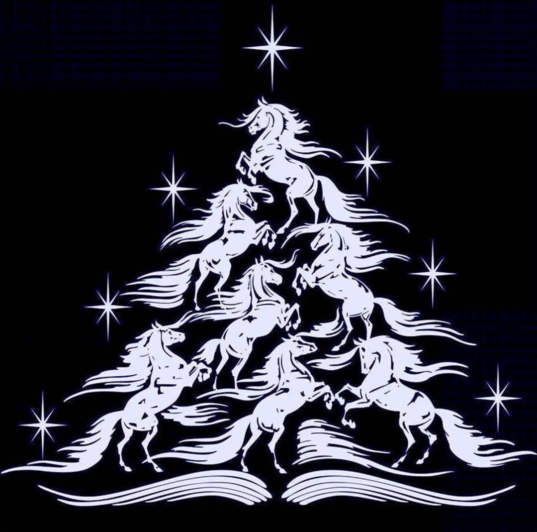 Horses in Shape of a Christmas Tree Counted Cross Stitch Pattern ...