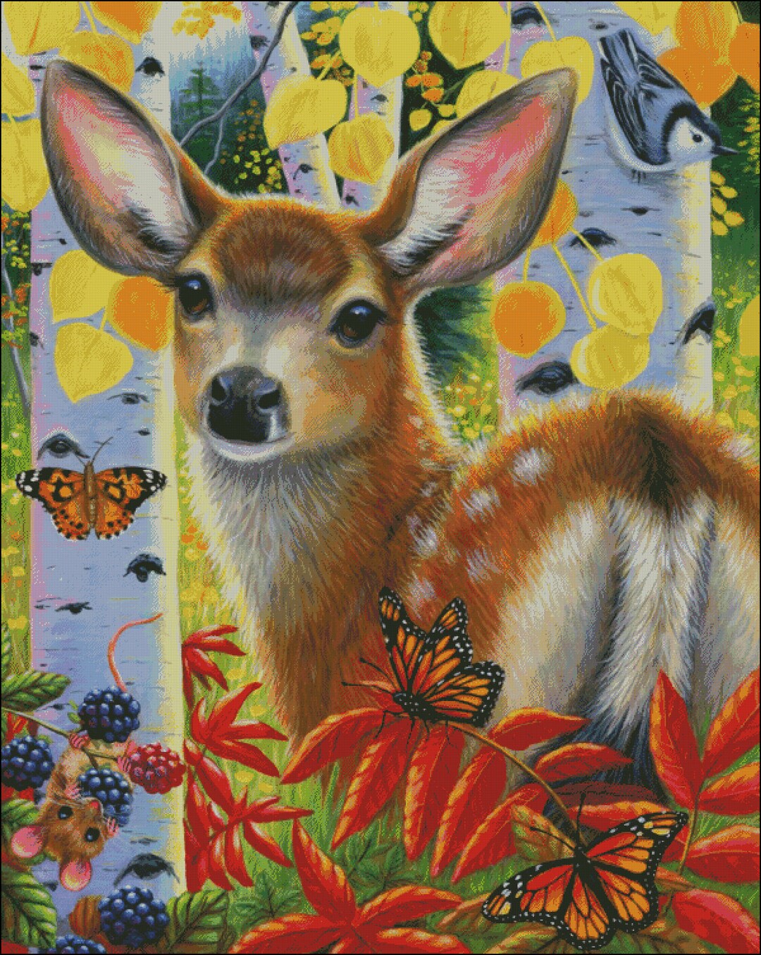 Whitetail Deer Fawn Autumn Colors Wildlife Counted Cross Stitch Pattern ...