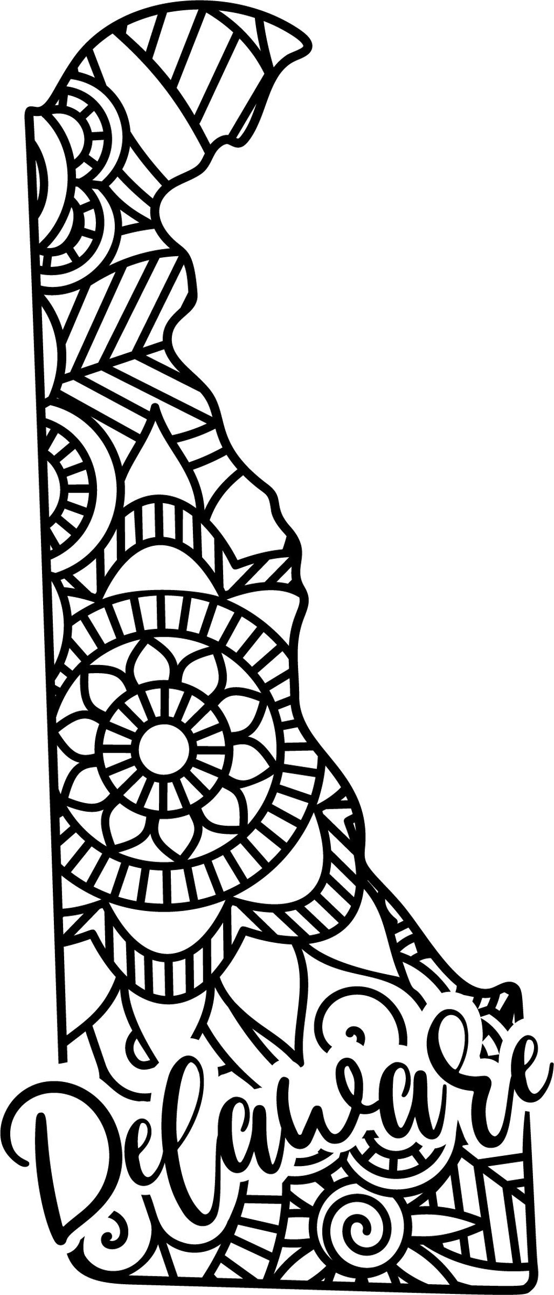 Delaware State Shape Mandala Zentangle Counted Cross Stitch Pattern ...