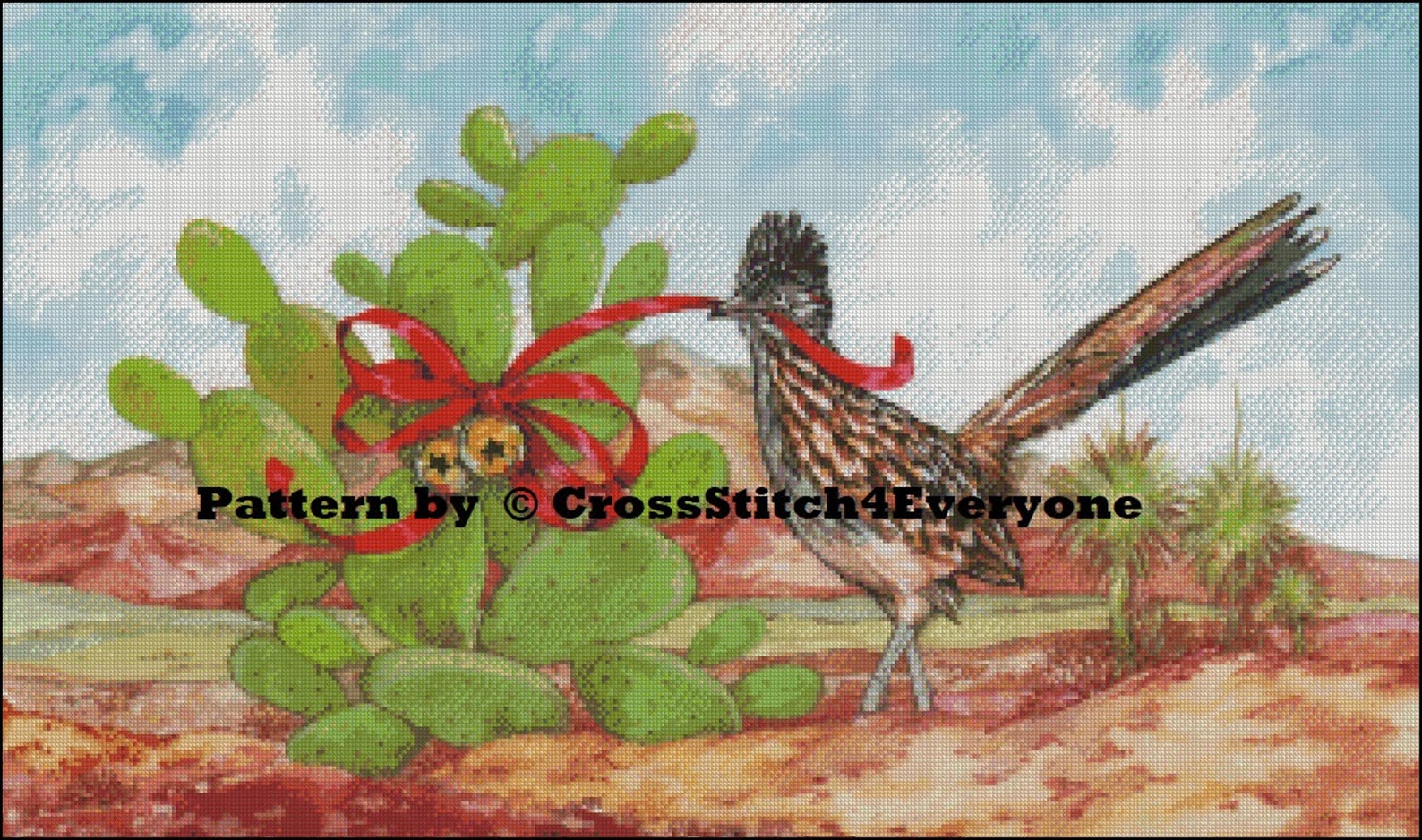 Roadrunner With Ribbons Christmas Counted Cross Stitch Pattern - Etsy