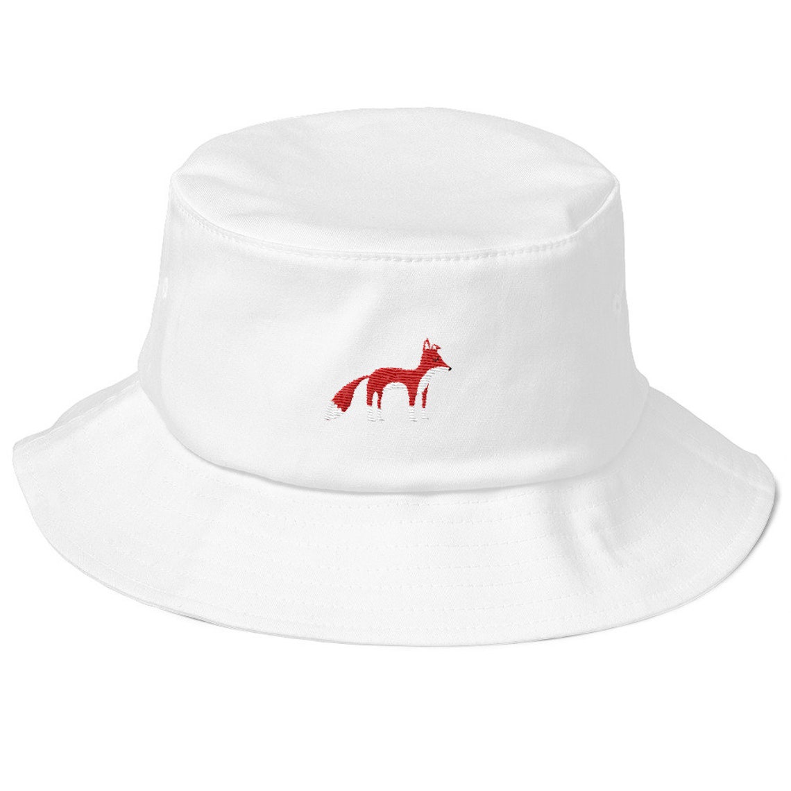 Old School Bucket Hat With Embroidered Fox - Etsy