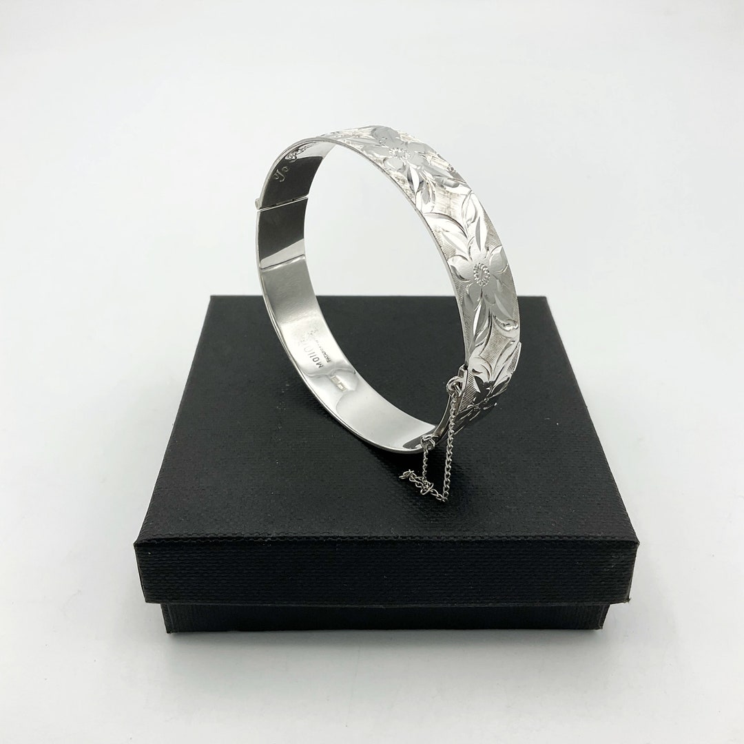 Vintage 1960s Sterling Silver Bracelet, Monomil Hinged Bangle Bracelet ...