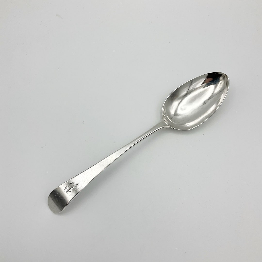 Antique 1700s Silver Serving Spoon, Sterling Silver Tablespoon ...