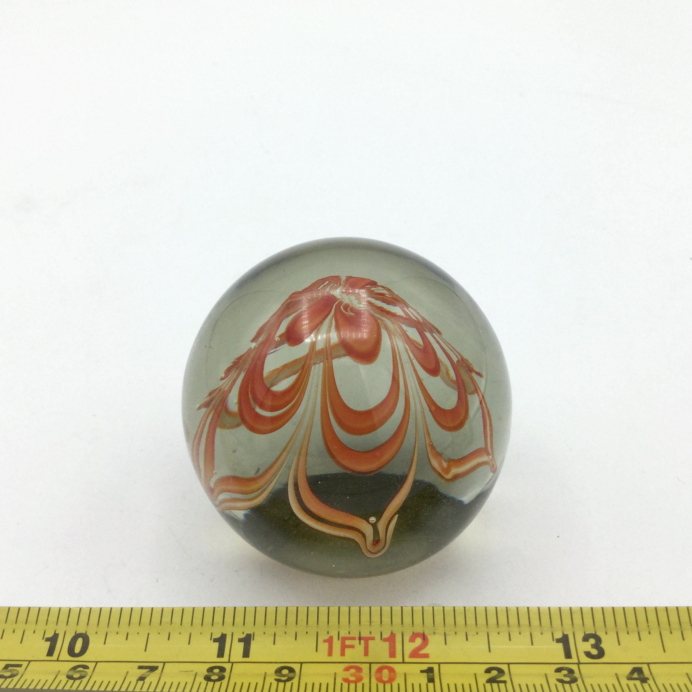 Small Glass Paperweight Orange Swirl Paperweight Vintage | Etsy