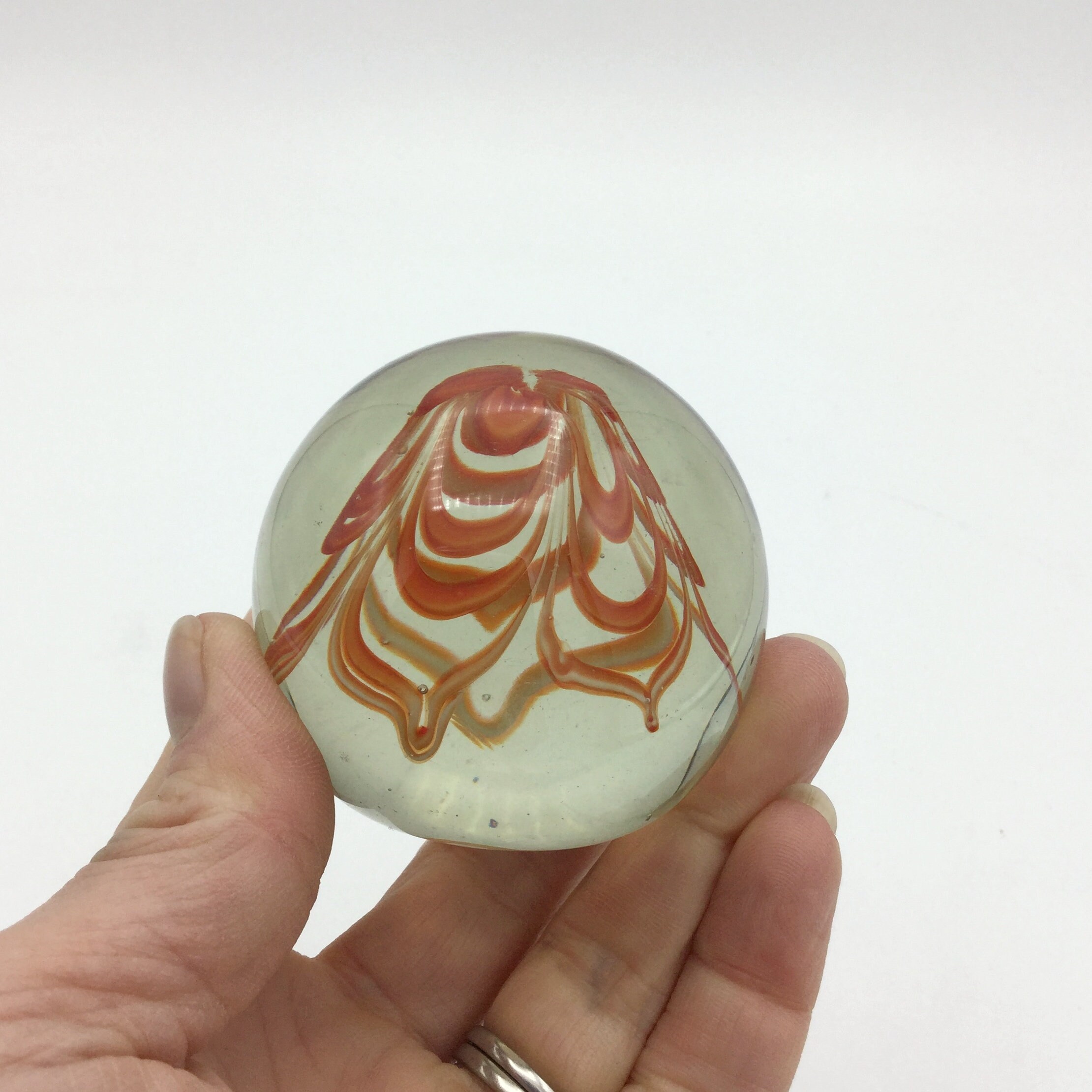 Small Glass Paperweight Orange Swirl Paperweight Vintage | Etsy