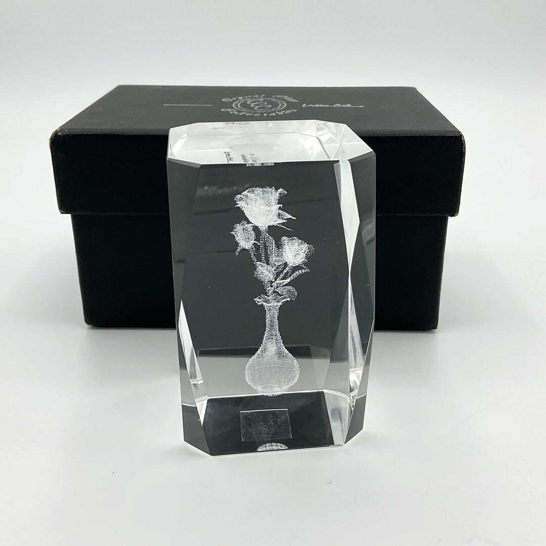 Glass Rose Paperweight, Crystal, 3D Flower, Boxed, Floral - Etsy
