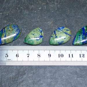 4 X Azurite & Malachite Cabochons Large Cabochons, Mixed Shapes ...