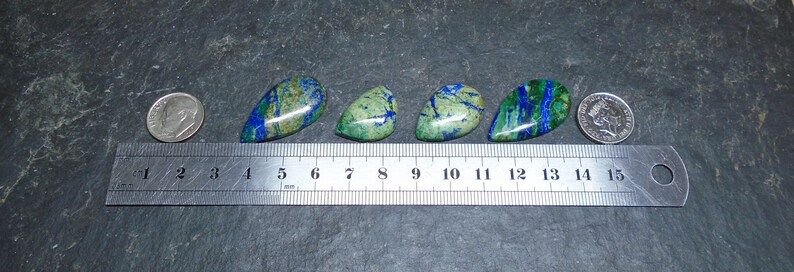 4 X Azurite & Malachite Cabochons Large Cabochons Mixed - Etsy
