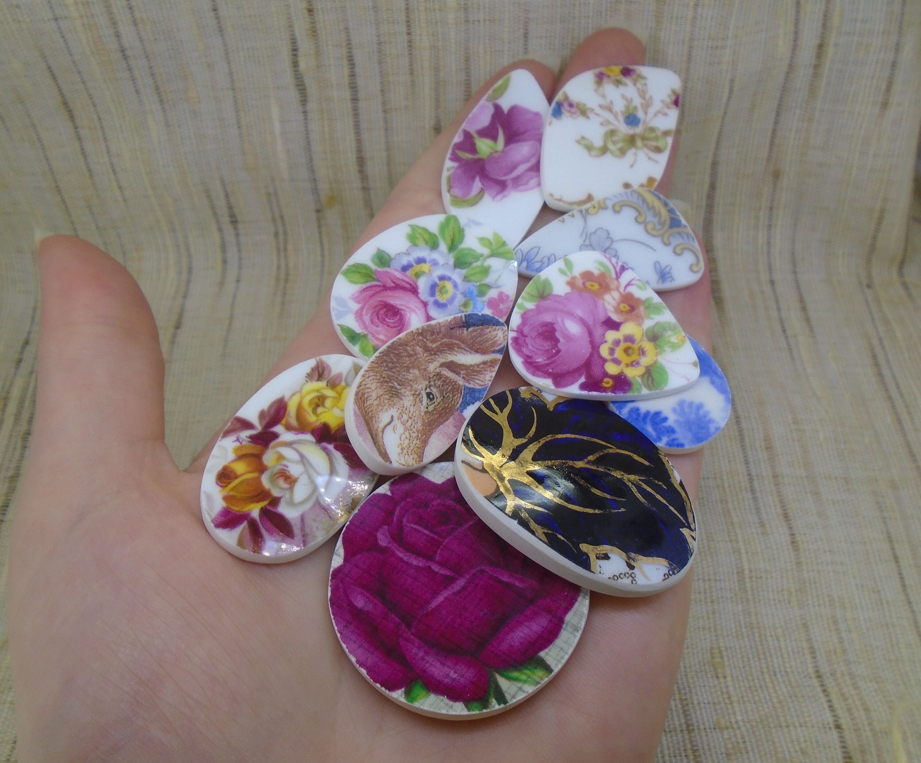 10 X Large Vintage Porcelain Cabochons 45g Mixed Sizes - Etsy