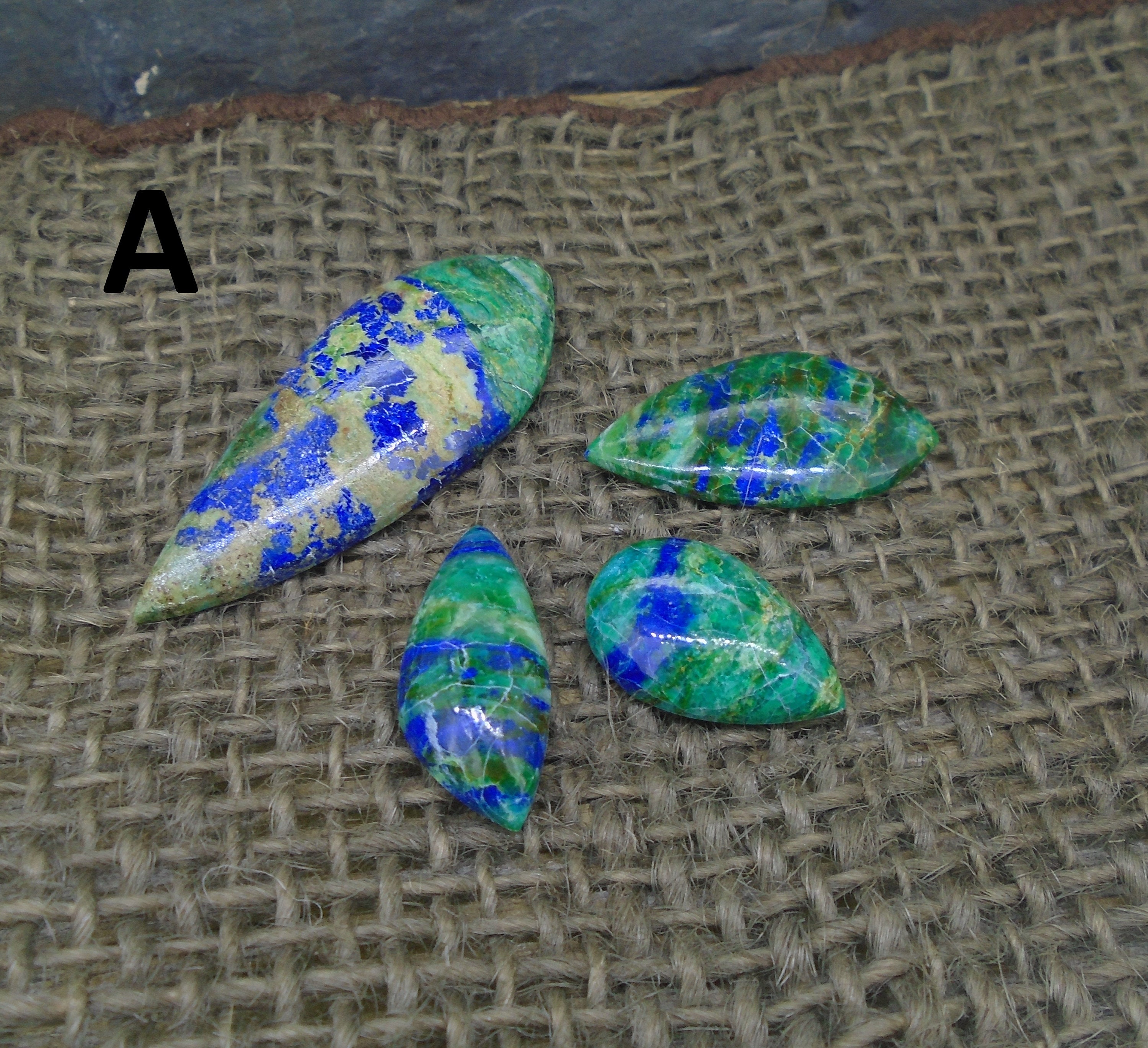 4 X Azurite & Malachite Cabochons Large Cabochons Mixed - Etsy