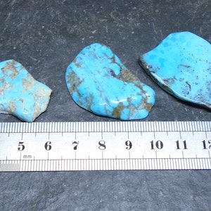 25g Kingman Turquoise Nugget Slices - 3 X Cut & Polished Natural Colour ...