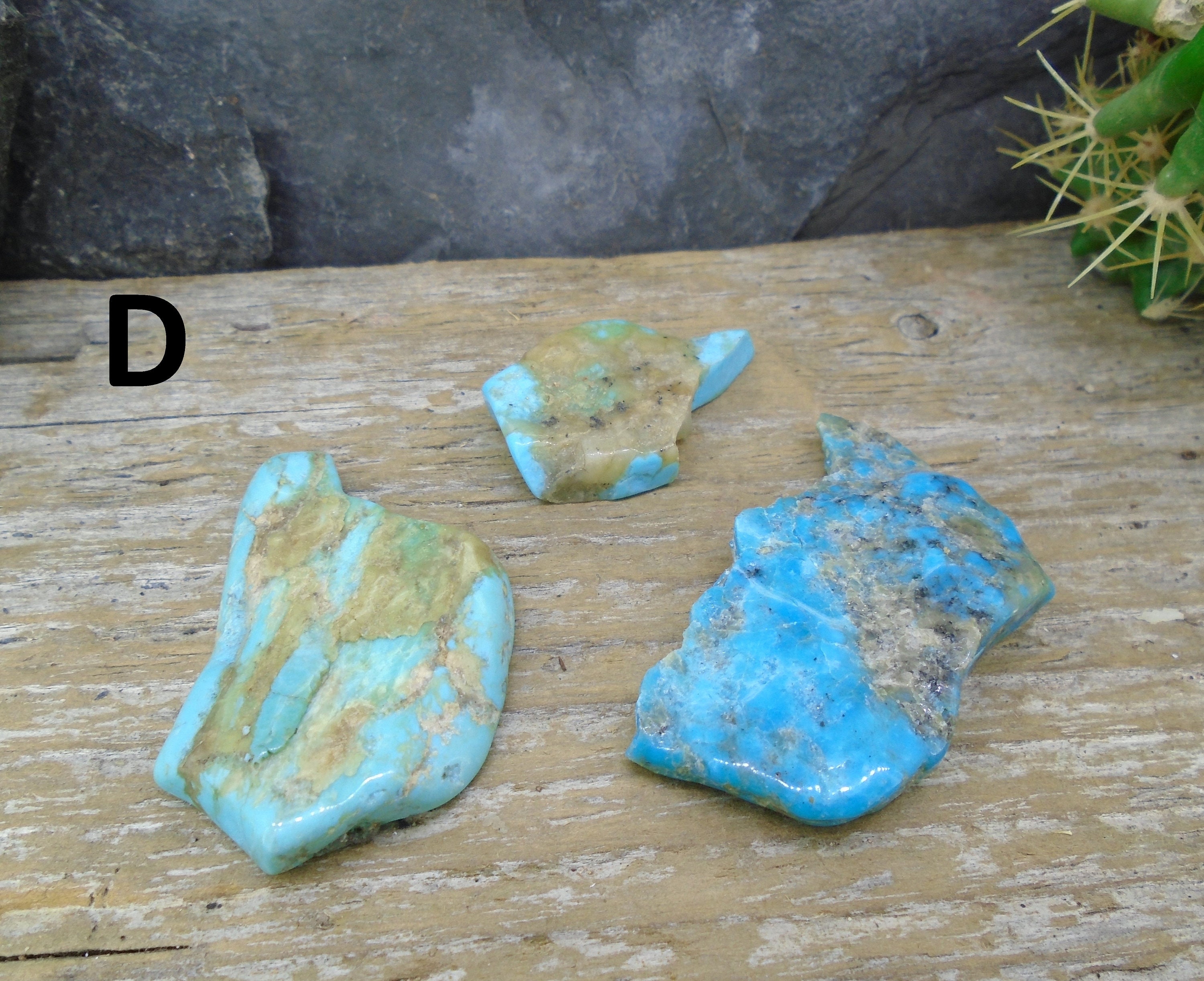 25g Kingman Turquoise Nugget Slices - 3 X Cut & Polished Natural Colour ...