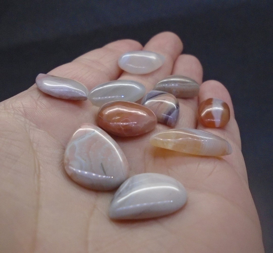 10 X Scottish Agate Cabs - Mixed Sizes & Shapes, Beautiful Natural ...