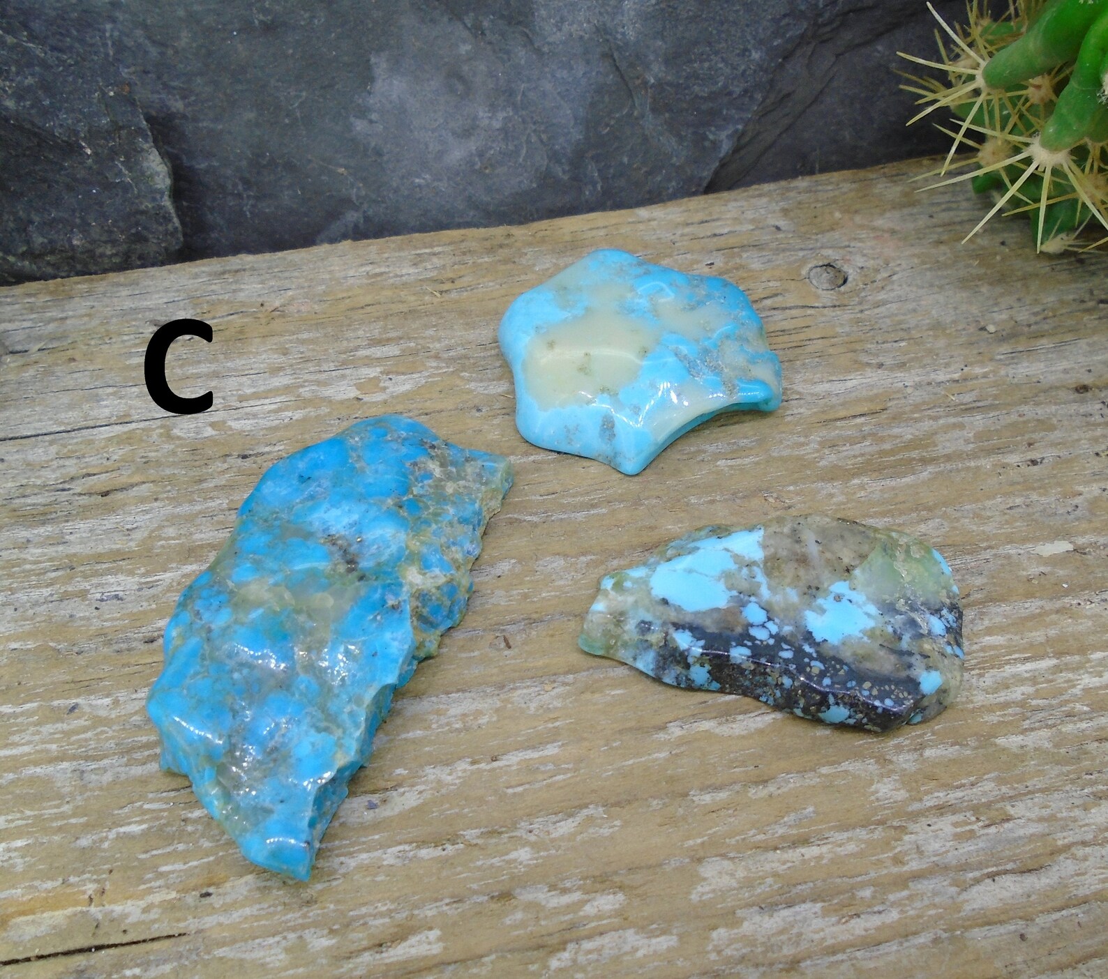 25g Kingman Turquoise Nugget Slices - 3 X Cut & Polished Natural Colour ...