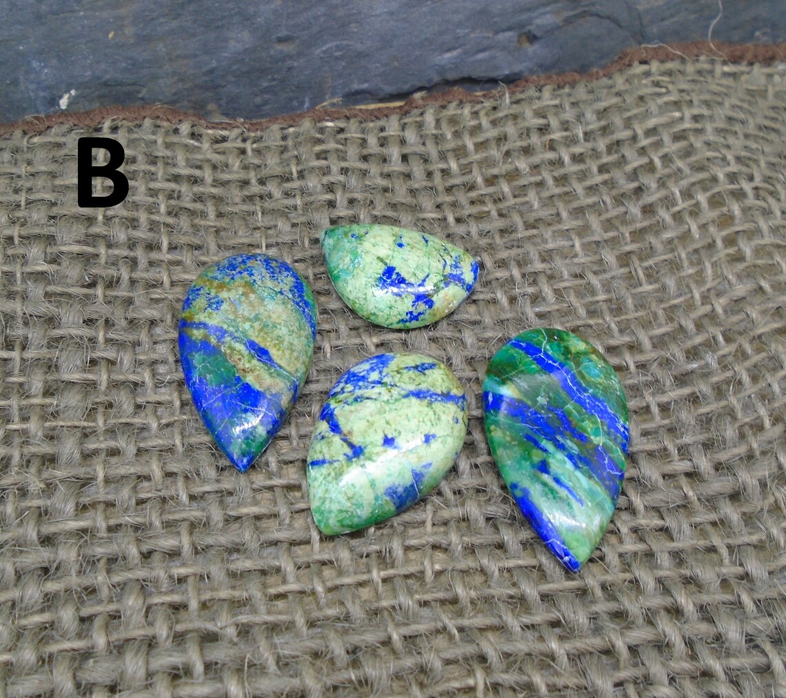 4 X Azurite & Malachite Cabochons Large Cabochons Mixed - Etsy
