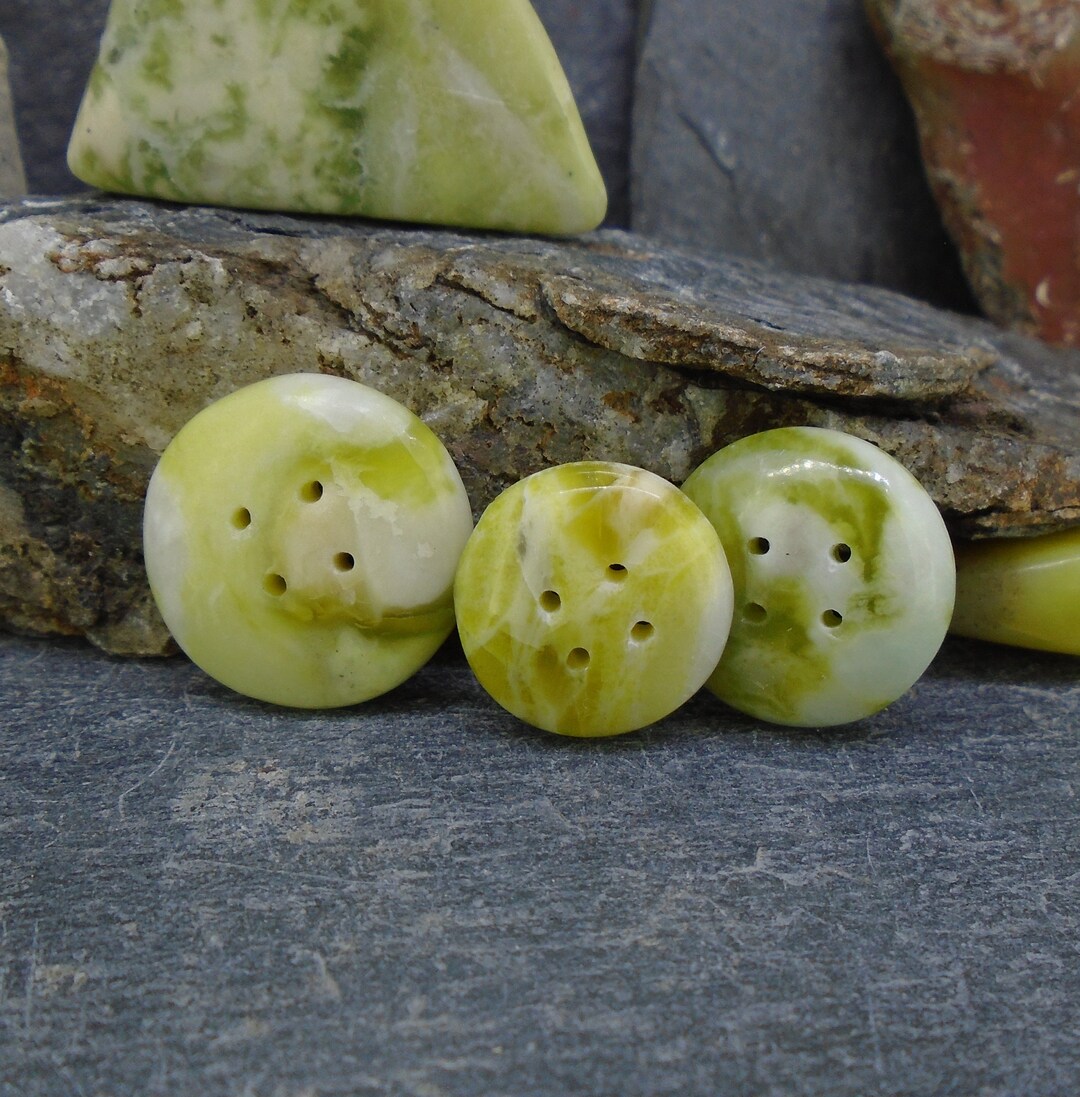 3 X Green Marble Buttons Various Sizes, Natural Scottish Marble, Hand ...