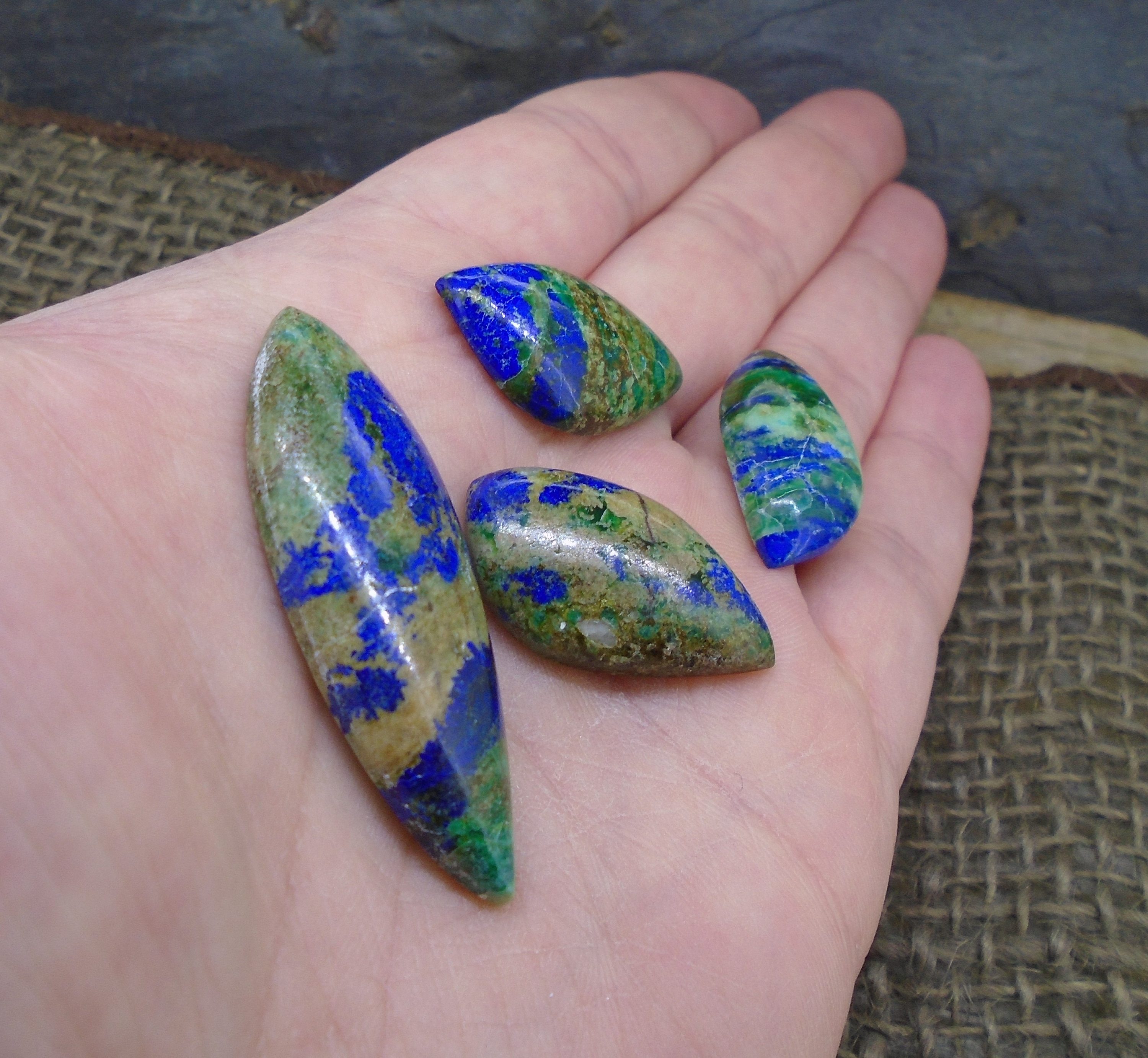 4 X Azurite & Malachite Cabochons Large Cabochons Mixed - Etsy
