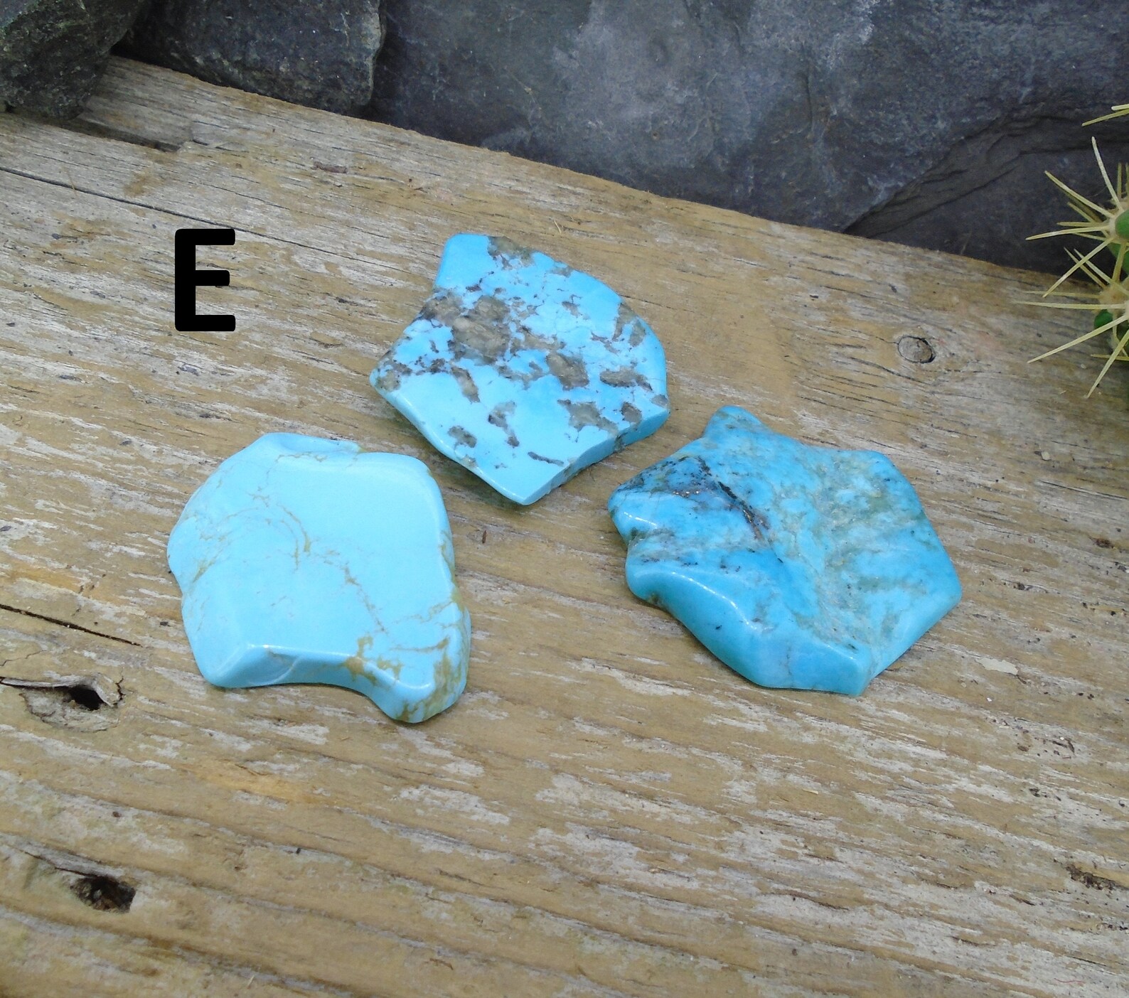 25g Kingman Turquoise Nugget Slices - 3 X Cut & Polished Natural Colour ...