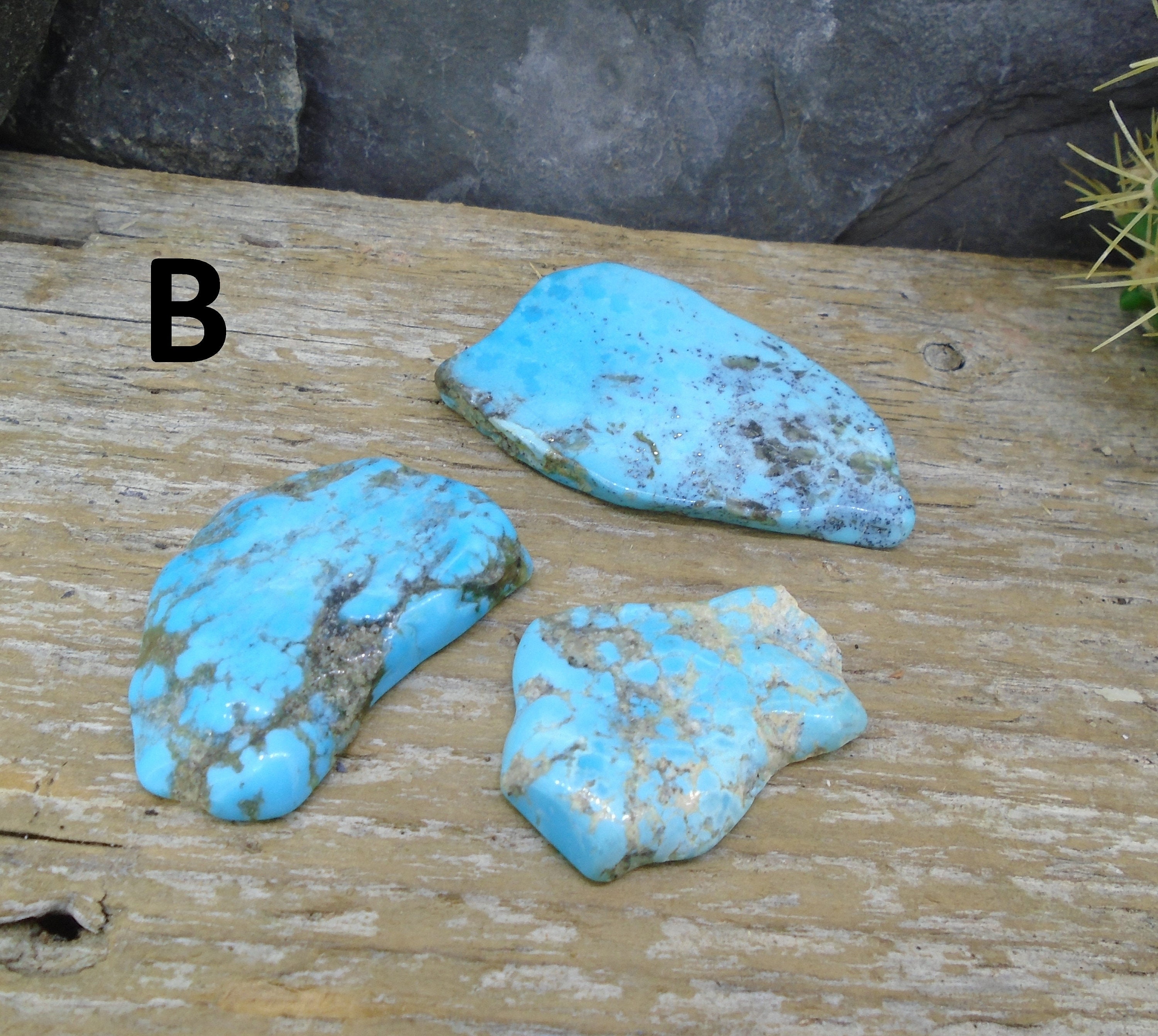 25g Kingman Turquoise Nugget Slices - 3 X Cut & Polished Natural Colour ...