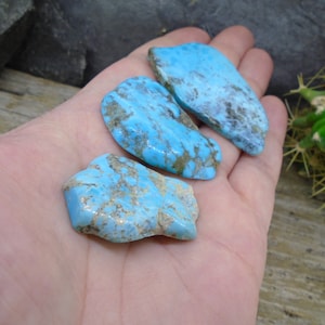 25g Kingman Turquoise Nugget Slices - 3 X Cut & Polished Natural Colour ...