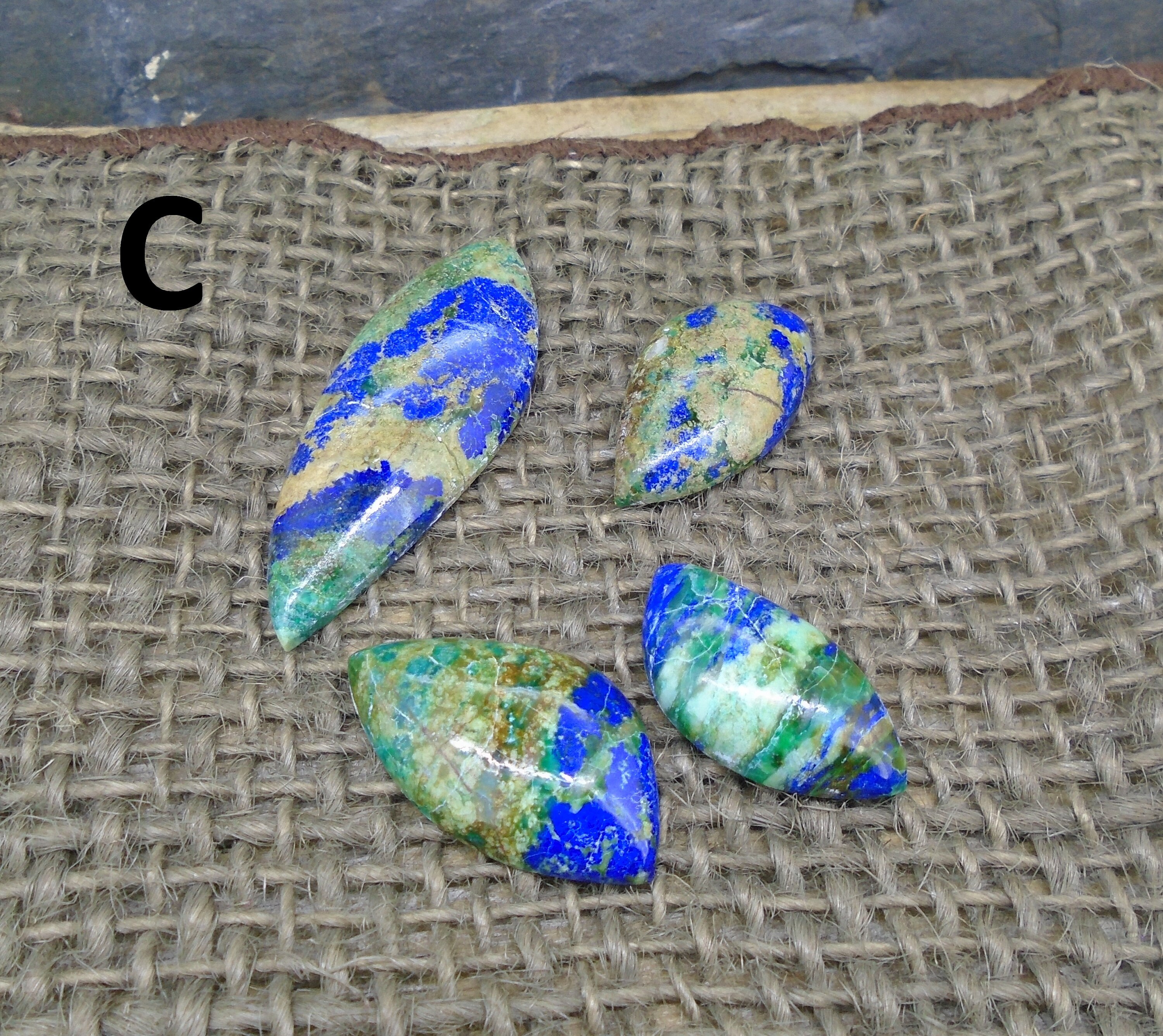 4 x Azurite & Malachite Cabochons Large Cabochons Mixed | Etsy