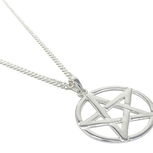 Sterling Silver Pentacle Pendant on 60 Cm Medium Diamond-cut Curb Chain ...