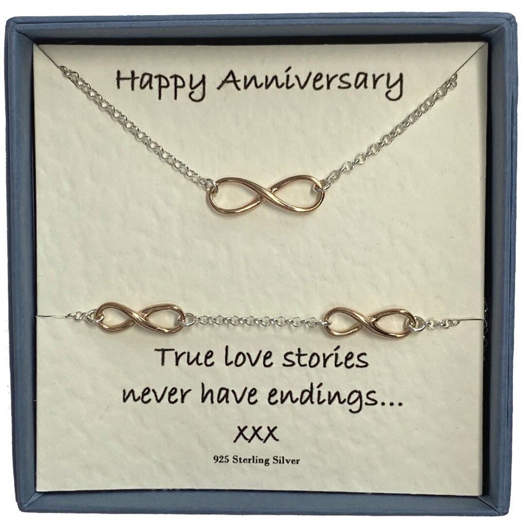 Happy Anniversary Infinity Symbol Necklace and Bracelet Jewellery Gift ...