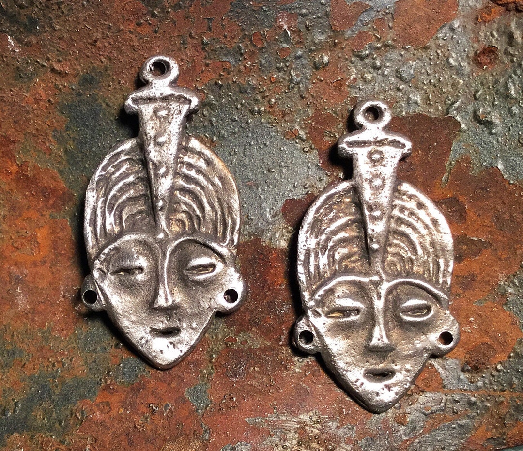 Tribal Mask Earrings, African Mask, Mask Earrings, Tribal Charm, Tribal ...