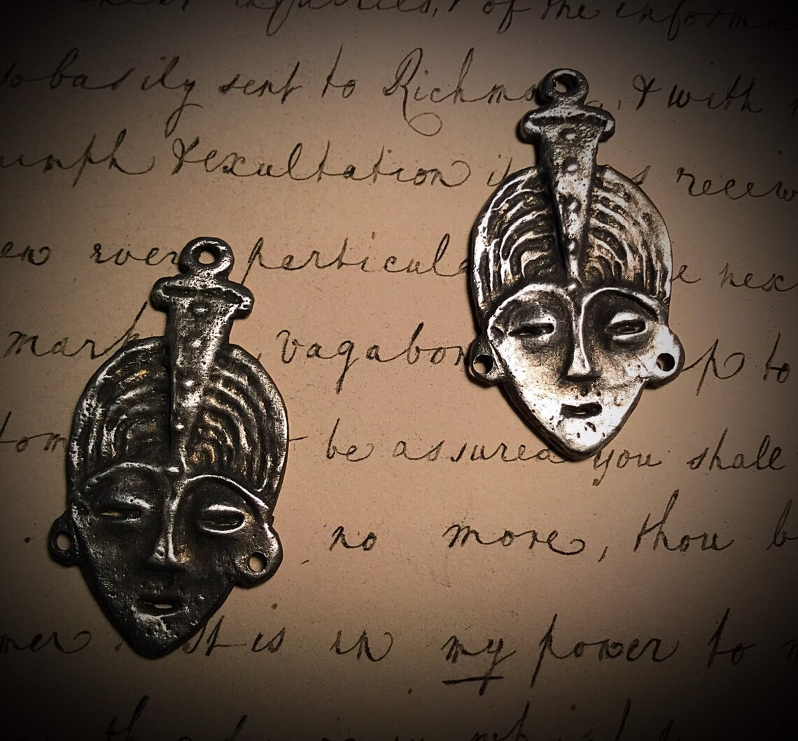 Tribal Mask Earrings, African Mask, Mask Earrings, Tribal Charm, Tribal ...