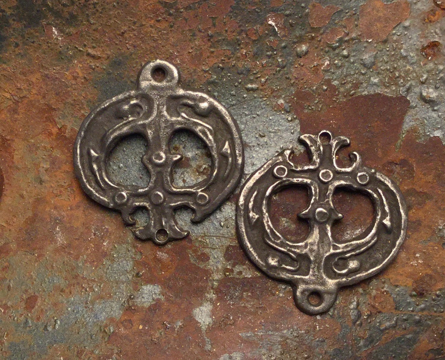 Viking Lunar Cross earring charms Tribal earring charms | Etsy